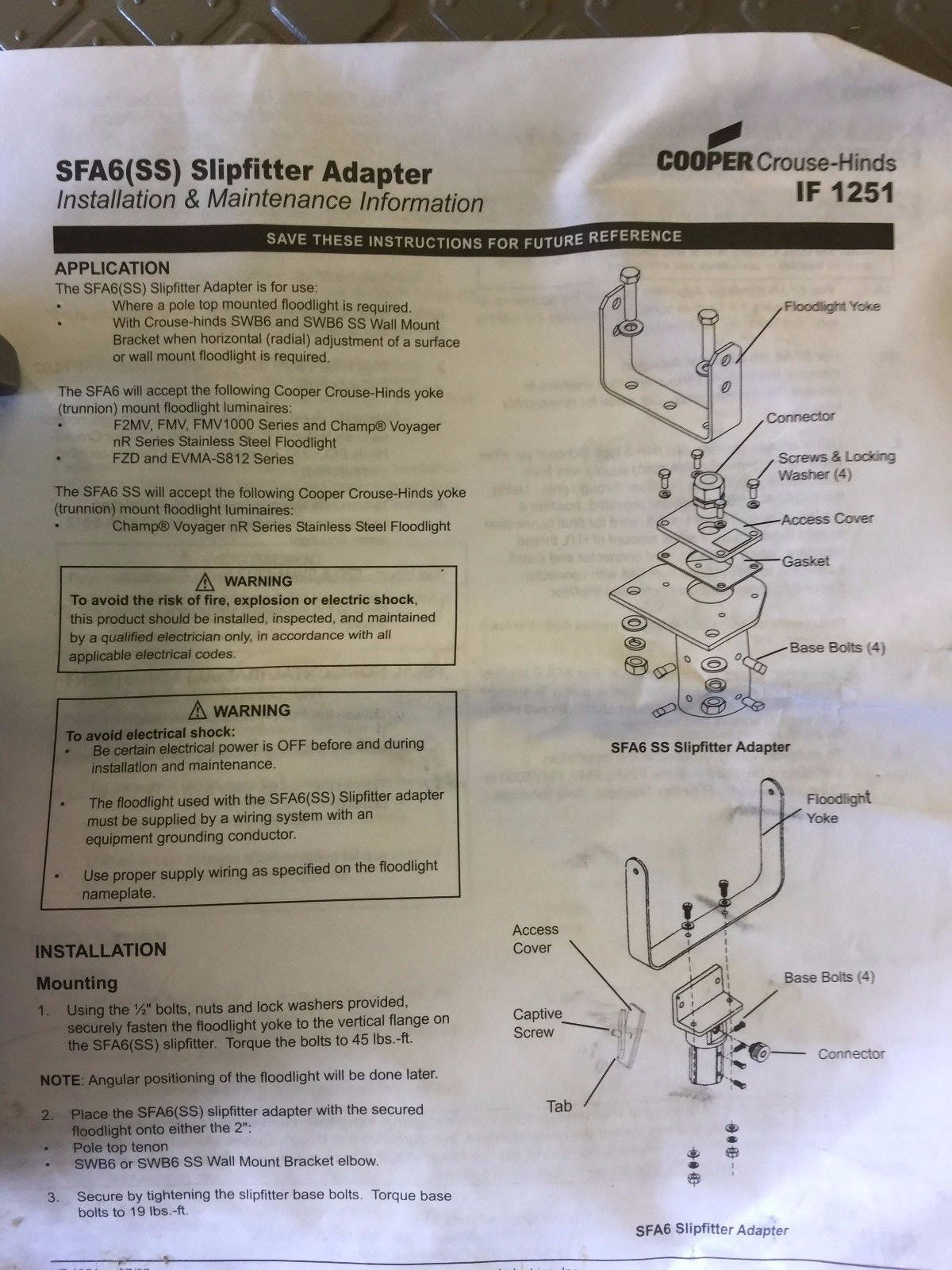 SFA6 Cooper-Hinds Eaton Champ Series Slipfitter Adapter 2" w/Free ...
