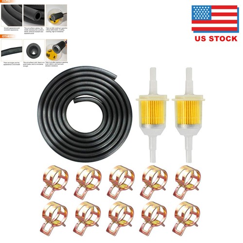 6 Feet (2M) 1/4" Motorcycle Gas Fuel Line Tubing Hose Clamps Fuel ...