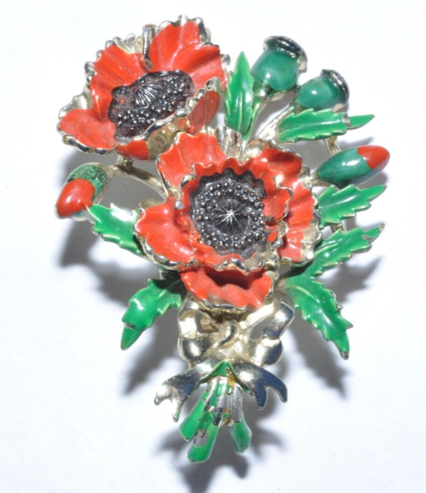 WONDERFUL VINTAGE SIGNED EXQUISITE POPPIES BIRTHDAY SERIES BROOCH | eBay