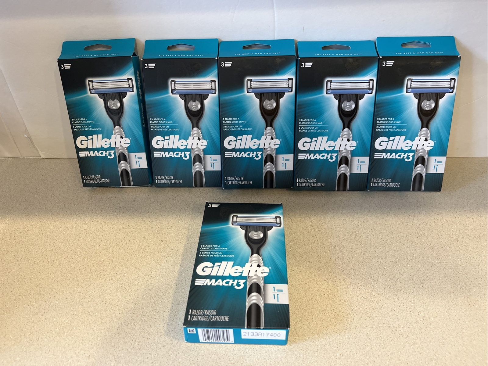 6 Pack Gillette Mach 3 Refillable Razor For Men - 1 Handle + 1 ...
