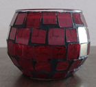 Red Mosaic Glass Candle Holder 3.55"×2.77" | eBay
