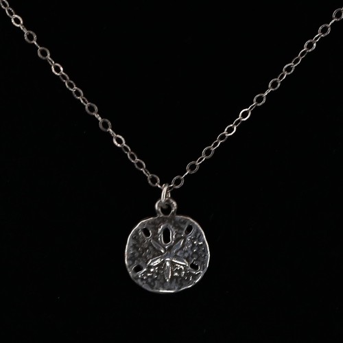 VTG Sterling Silver Sand Dollar Sea Shell Pendant 18" Cable Chain ...