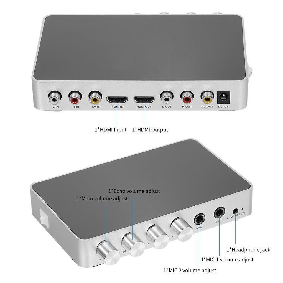 KM200 Karaoke Sound Mixer Digital Stereo Audio 4K/2K Amplifier Dual ...