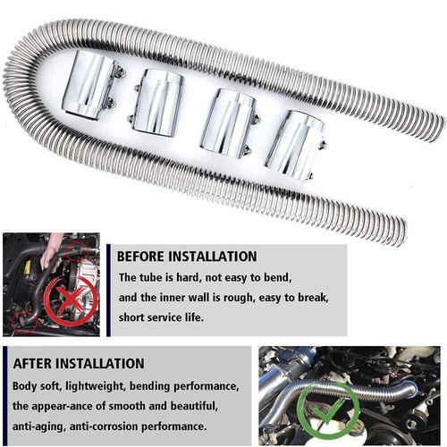 36" Stainless Steel Radiator Flexible Coolant Water Hose with Caps Kit ...