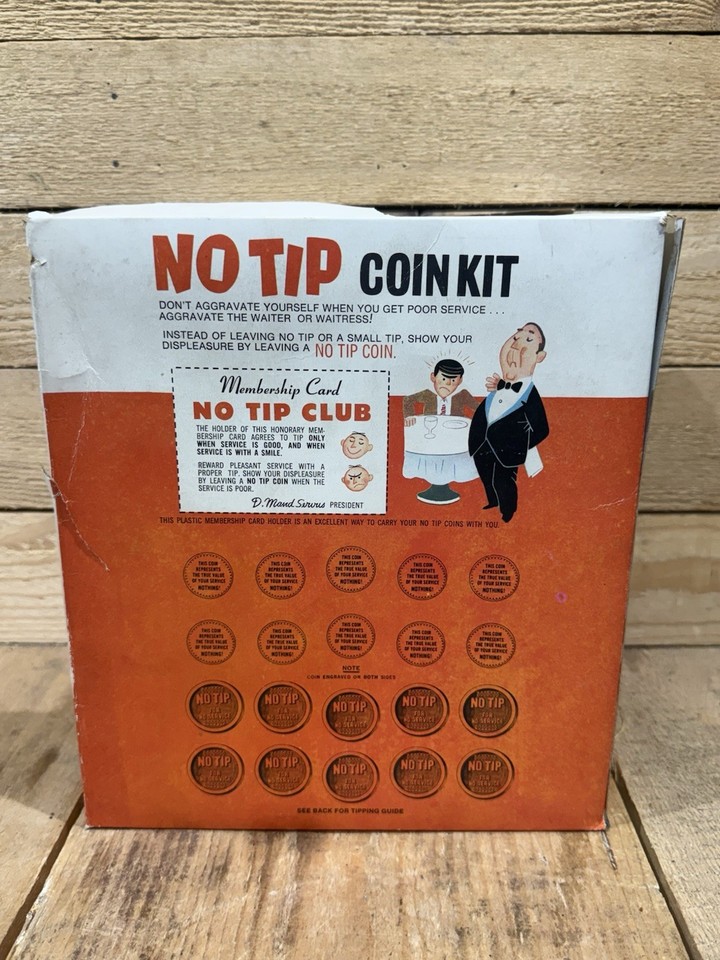 NOS - VINTAGE 1971 Larchmont Novelty Co. No Tip Coin Kit Cardboard ...