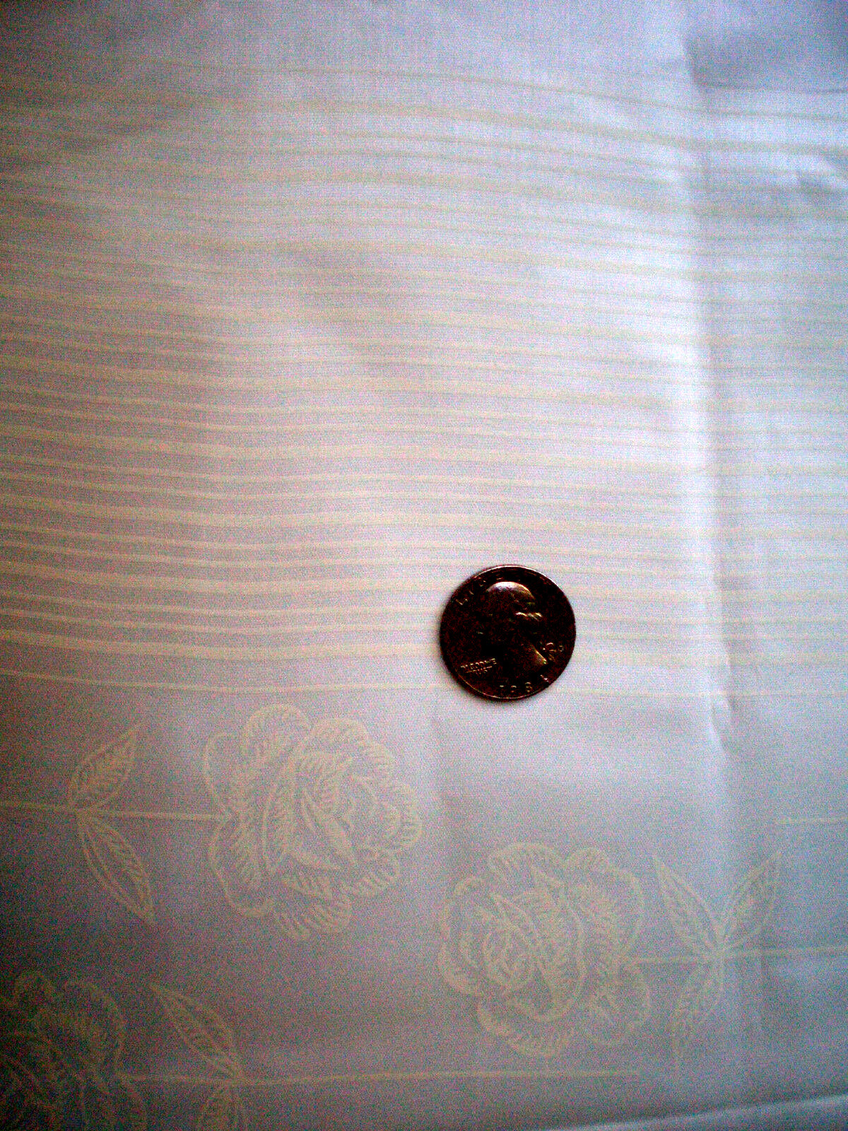 1 2/3 yds Pretty White with Faint Cream Lines & Roses Poly-Cotton ...