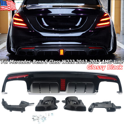 F1 STYLE Rear Diffuser+Exhaust Pipes For Benz S Class W222 AMG-Line ...