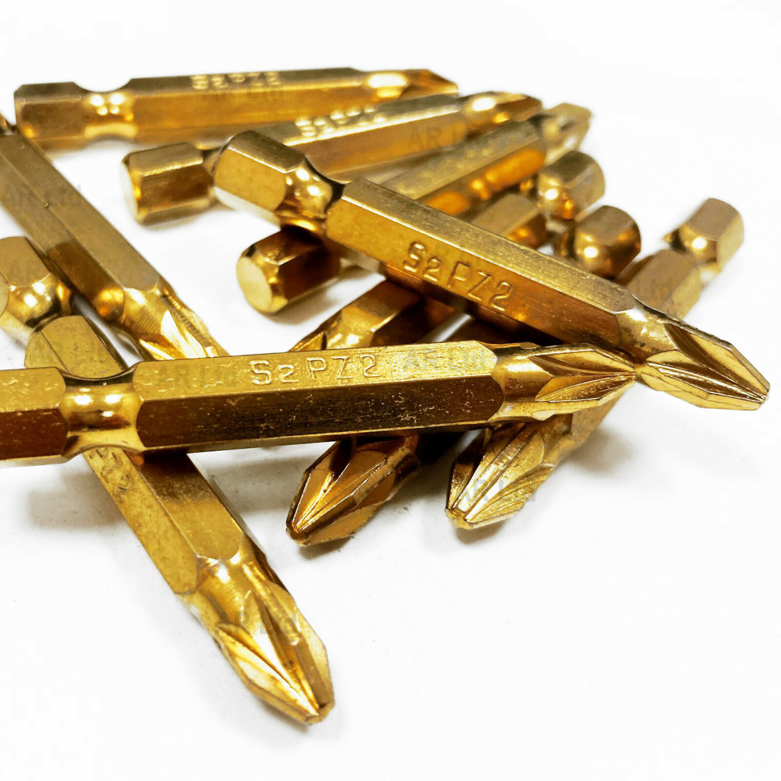 10pc Titanium coated Pozi drive Bits Set S2 PZ2 Cross Head Pozi Power ...