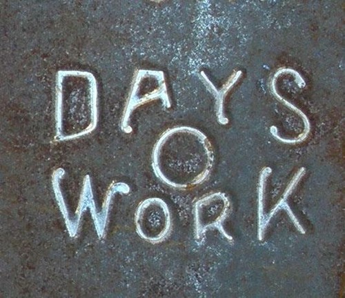 Vintage DAYS O WORK Chewing Tobacco Metal Embossed Stamp Mold Tin Sheet ...