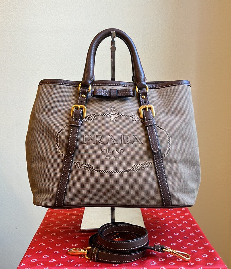 Prada Jacquard Logo Tote Bag | eBay Prada Jacquard Logo Tote Bag | eBay