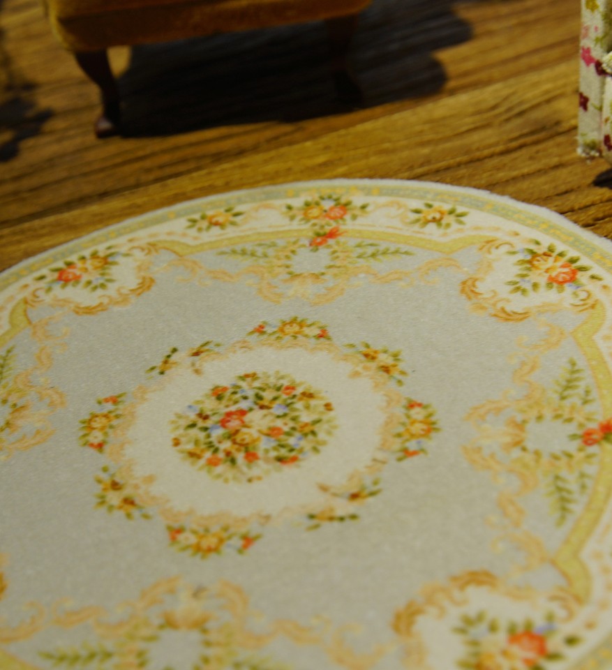 1:12 Beautiful Victorian Floral Roses ROUND Miniature Rug | eBay