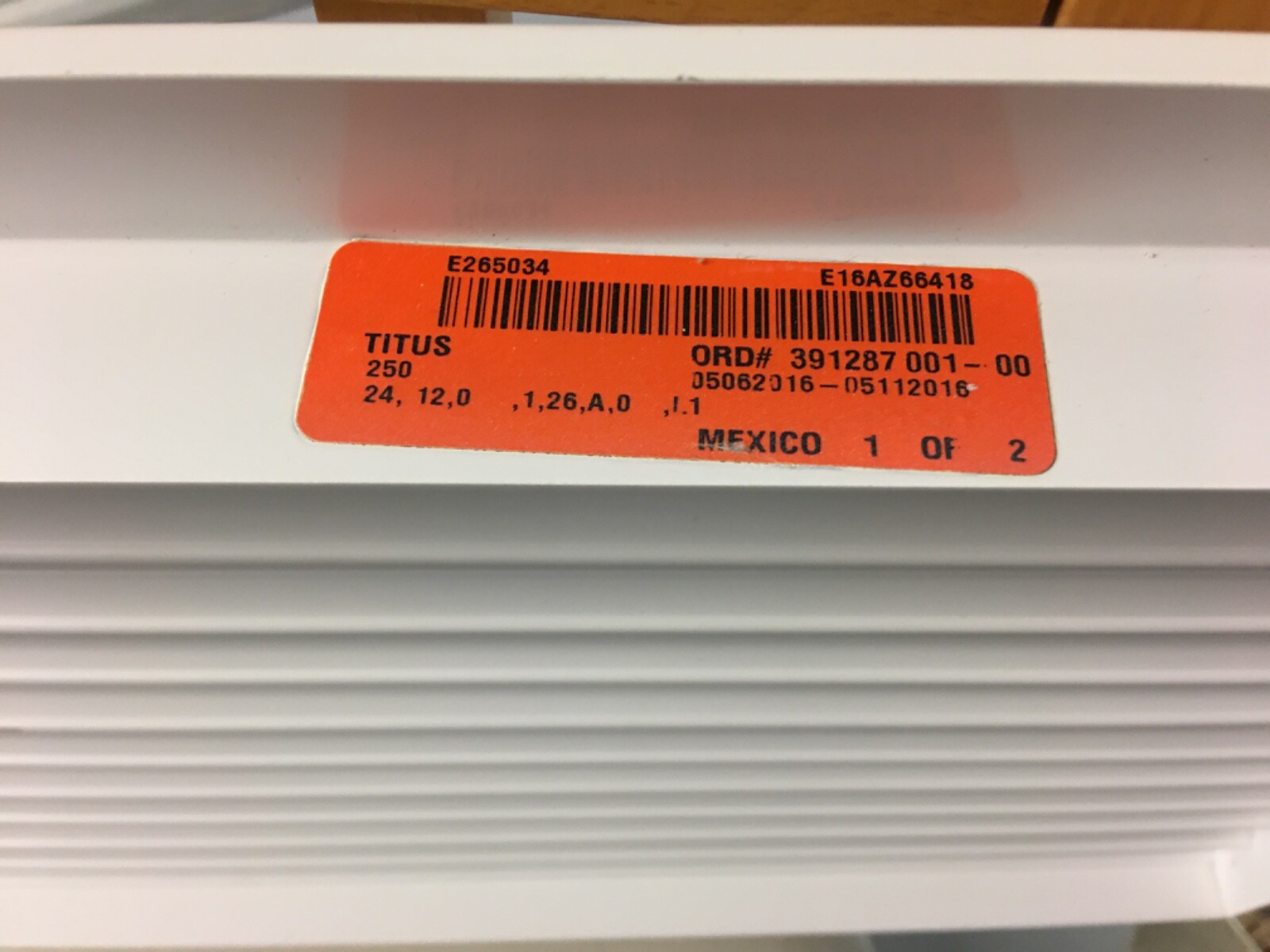 Titus 250 24,12 .0,1,26,A,O 1.1 Steel Return Grille Deflection blade ...