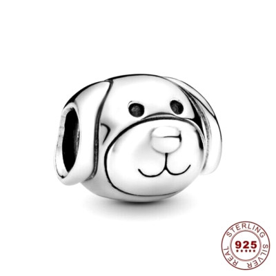 S925 STAMPED SS DOG PUPPY FURRY FAMILY MEMBER CHARM BEAD DEVOTED FRIEND ...