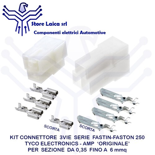 3 Way Connector Kit Male Female Fastin Faston 6.3Mm Auto Moto Nautica ...