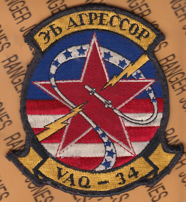 USN Navy Tactical Electronic Warfare Sq VAQ-34 FLASHBACKS ~4.5" patch m ...