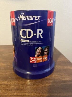 Memorex Recordable CD-R 52x 700MB 80-Minute 100 Pack BRAND NEW SEALED ...