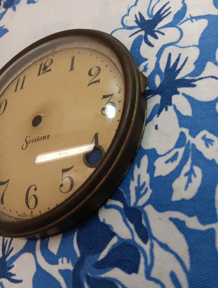Antique Sessions Brass clock Face dial Dome Glass Bezel Part 5.5" | eBay