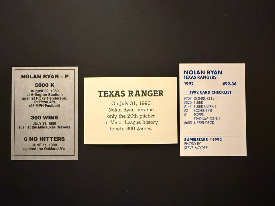 1990's Nolan Ryan Texas Rangers 3 Different Broder Cards-See Pics | eBay