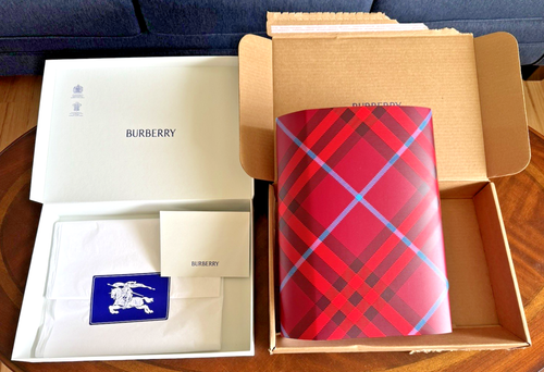 Empty Burberry Baby Blanket Gift & Mailing Box Logo Tissue Paper Plaid ...