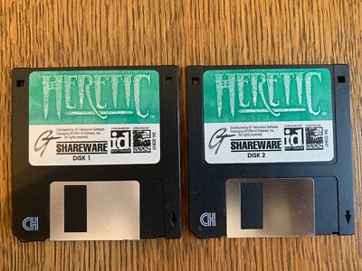HERETIC SHAREWARE GAME PC MS-DOS COMPUTER 3.5" INCH FLOPPY DISK NEAR ...