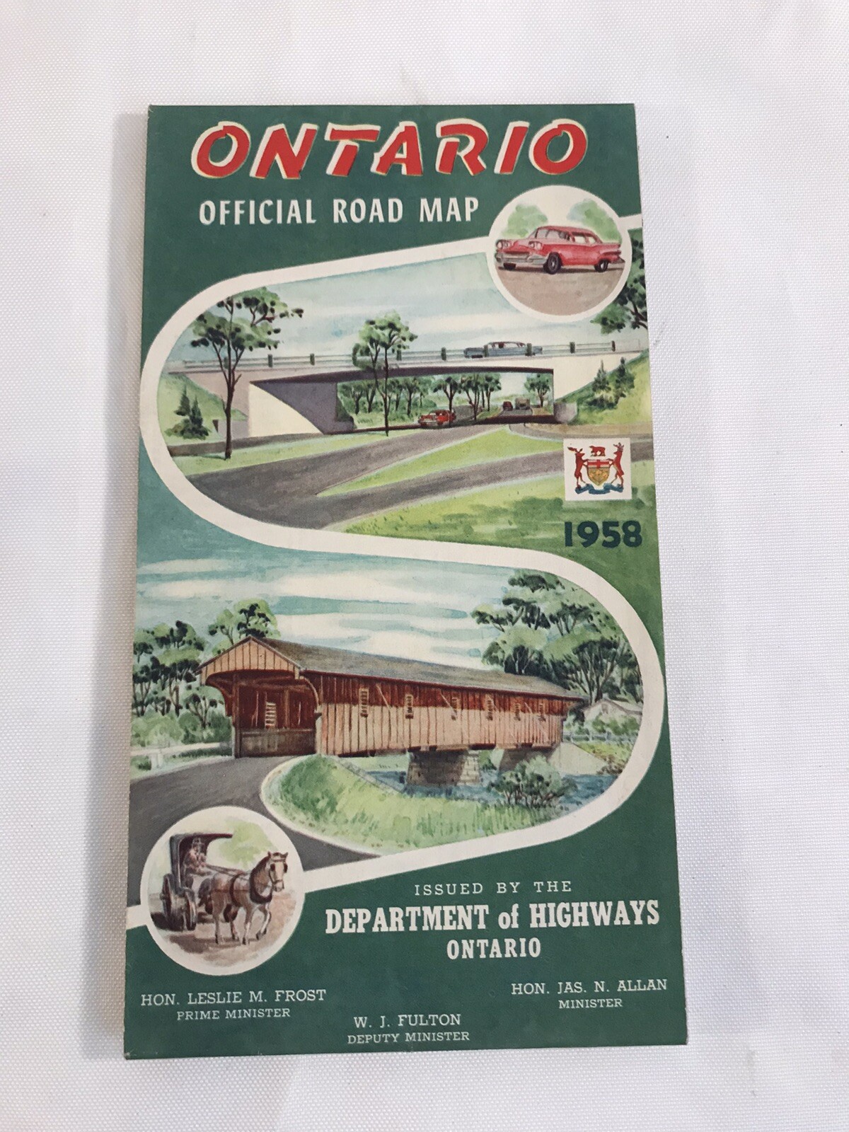 Vintage Ontario Canada Official Road Map 1958 Department of Highways ...