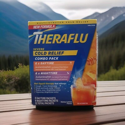 Thera flu Severe Cold Cough Day + Night Powder, Green Tea Honey Lemon ...