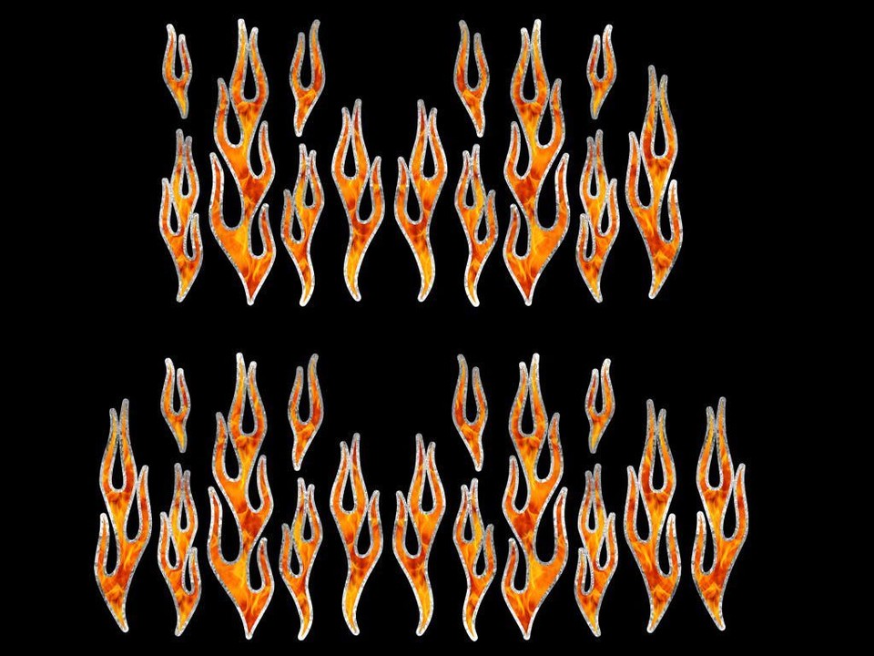 Flame decals - True Fire & Silver Foil for Harley, Yamaha, Indian and ...