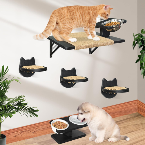 5Pcs Cat Wall Shelves, Cat Wall Furniture Set, Cat Shelves with Cat ...