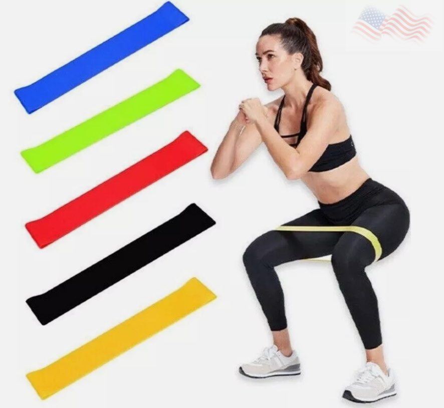 5*Resistance Band Loop Set Strength Fitness Leg Exercise Yoga Workout ...