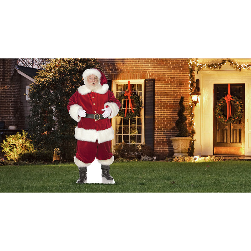 SANTA CLAUS Plastic Outdoor YARD SIGN Lifesize Christmas Standee ...