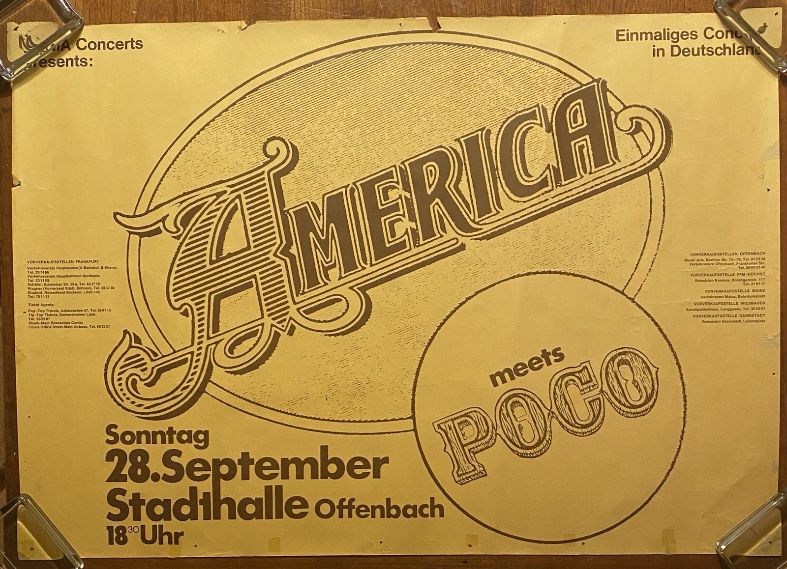 AMERICA + Poco Stadthalle Offenbach GERMANY 1975 CONCERT POSTER Soft ...