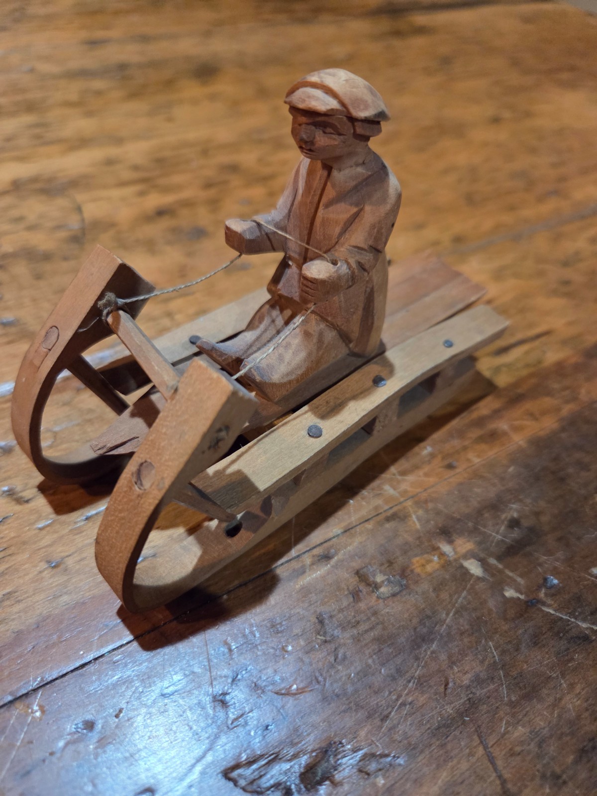 Vintage American Folk Art Handmade Sled with Ridder | eBay