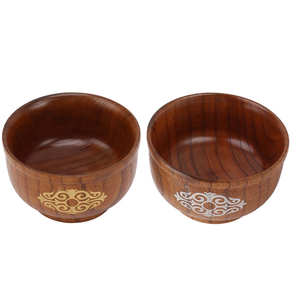 Wooden Rice Bowl Jujube Wood Anti Scald Exquisite Elegant Round Wooden ...