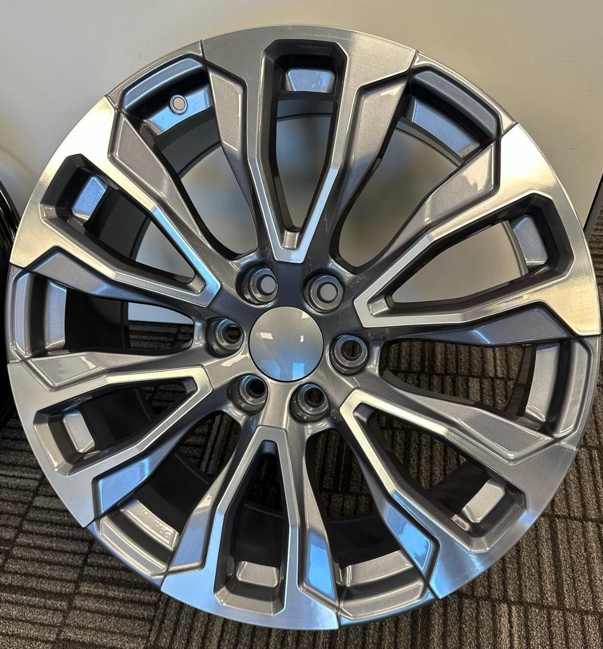 22" Inch Gunmetal Machined Replica Denali Wheels Rims 24 26 Yukon Tahoe ...