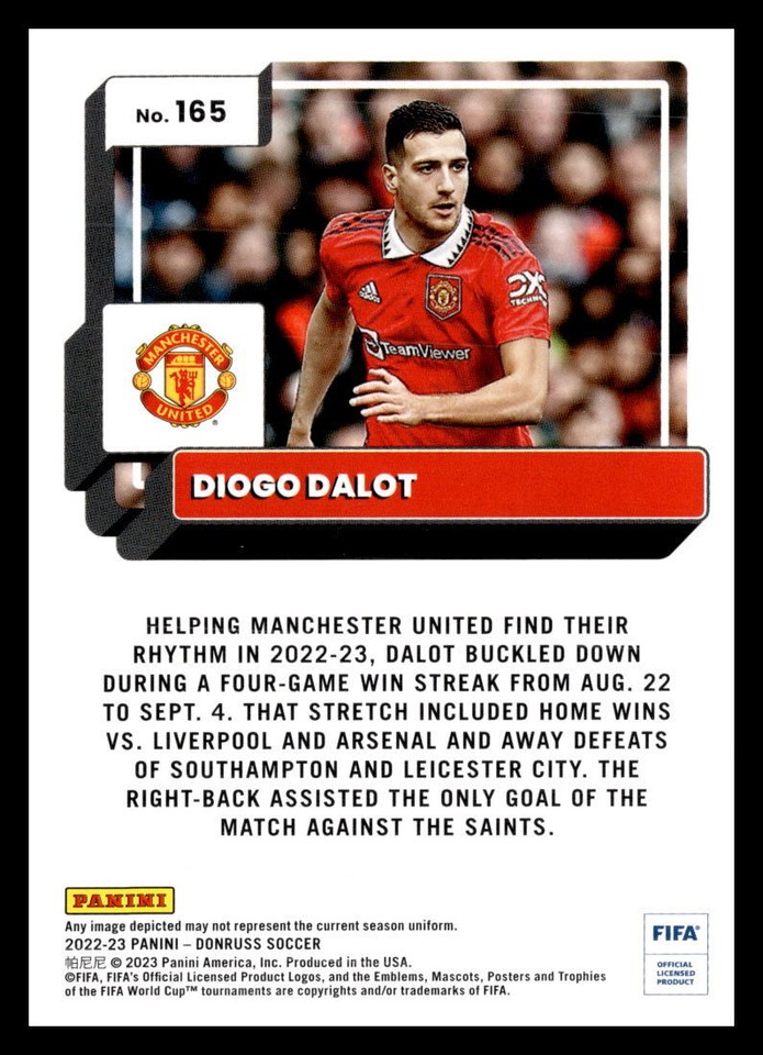 2022-23 Donruss #165 Diogo Dalot Manchester United Soccer Card | eBay