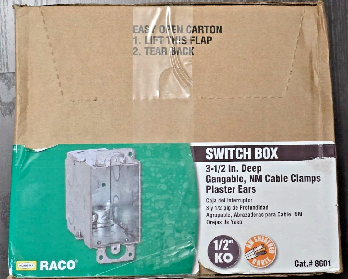 25 Pcs Hubbell Raco 8601 Rectangle Steel 1-Gang Outlet Box 3" H x 2" W ...