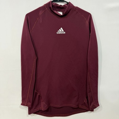 Adidas Women’s L Maroon Mock Neck Long Sleeve Athletic Top | eBay