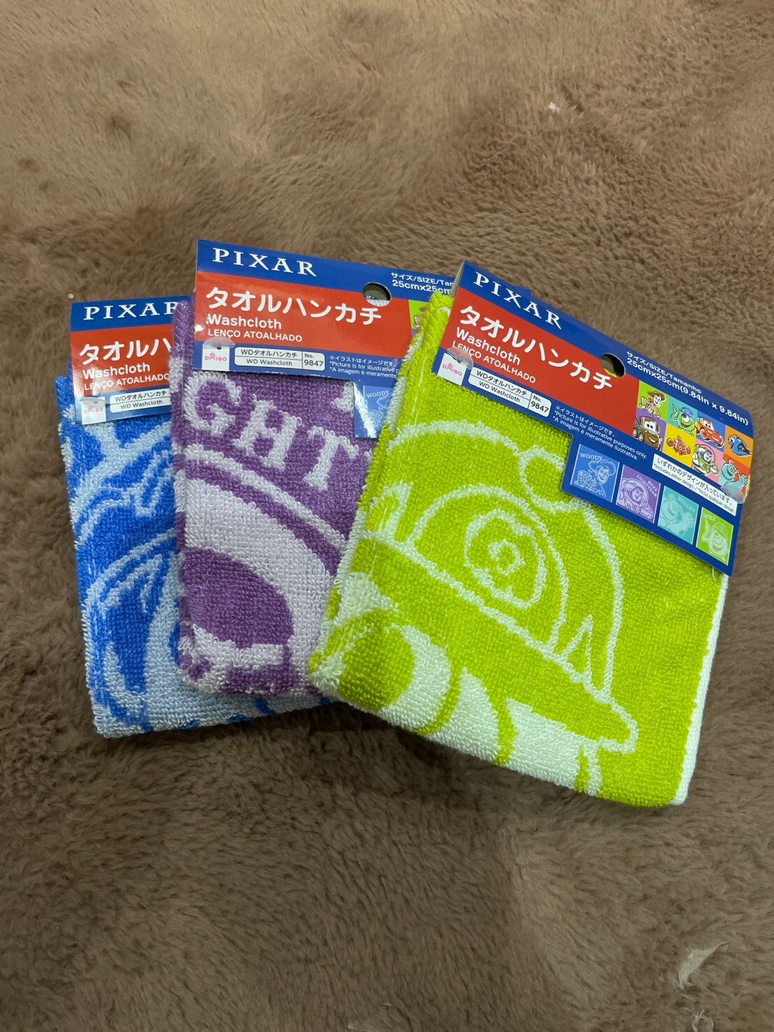 Disney PIXAR toy story towel handkerchief (3types set) WOODY BUZZ MIKE ...