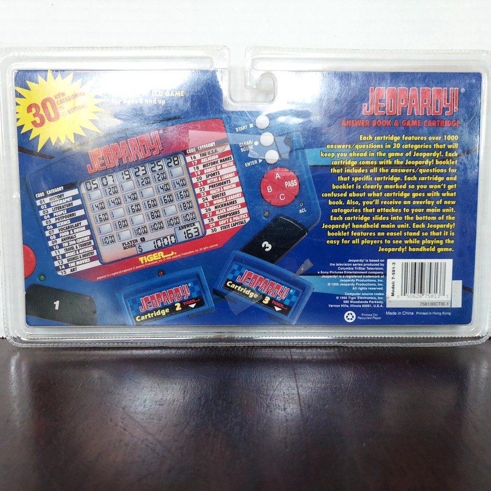 Tiger Electronics Jeopardy Handheld Game Cartridge #3 Answer/Question ...