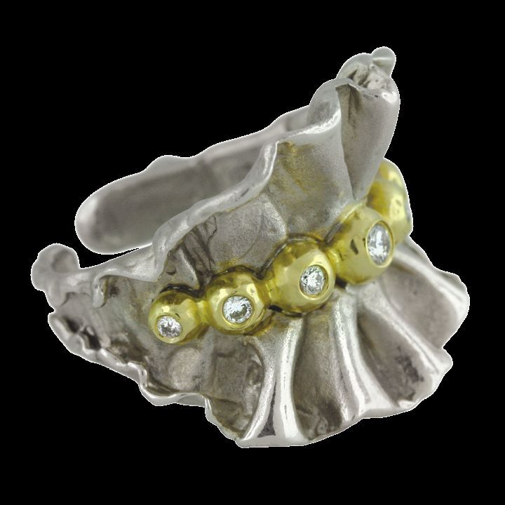 NEW: Ruffle Ring-Sterling silver diamonds 18K gold plate: Inspirational ...