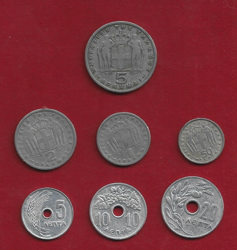 Greece 1954 King Paul reign drachma & Lepta coins set | eBay UK