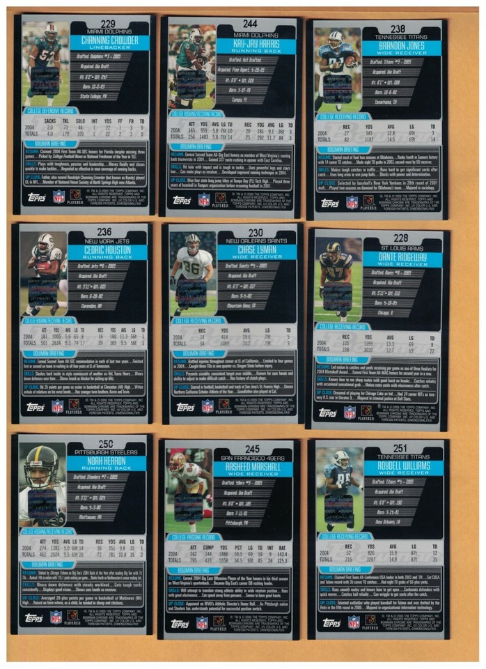 DANTE RIDGEWAY 2005 BOWMAN CHROME AUTOGRAPH Rookie FOOTBALL Card SIGNED ...