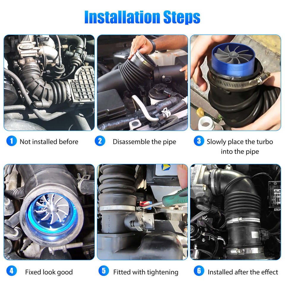 Universal 2.5in Turbo Cold Air Intake Hose Single Fan Turbonator Fuel ...