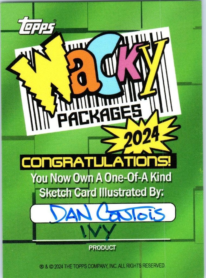 2024 WACKY PACKAGES ANS ARTIST SKETCH CARD IVY SOAP by DAN CONTOIS 3083 ...