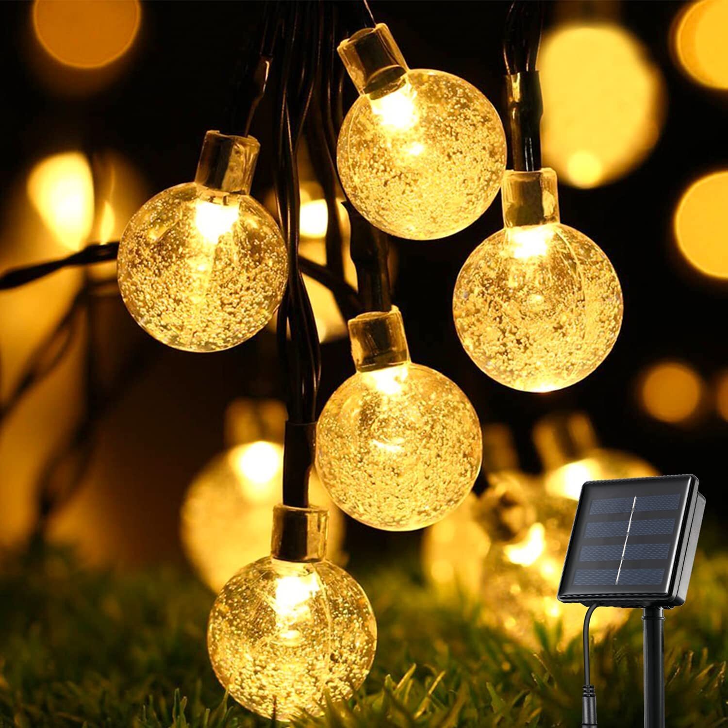 LED Solar Powered Retro Bulb String Lights Garden Fairy Ball Hanging ...