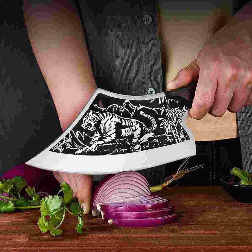 Meat Cleaver Tiger Butcher Knife Heavy Duty Bone Chopper Cutting Forged ...