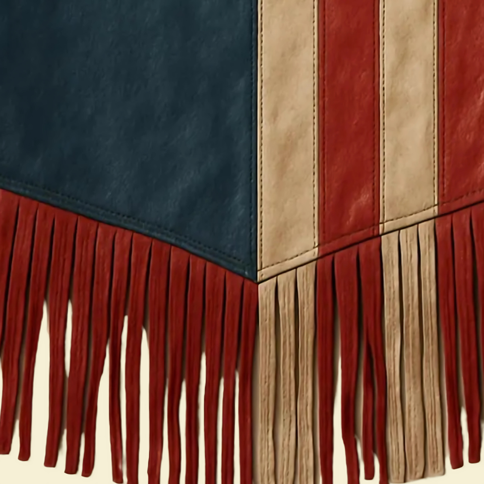 Unisex American Flag Leather Fringe Vest Western Biker USAStyle ...