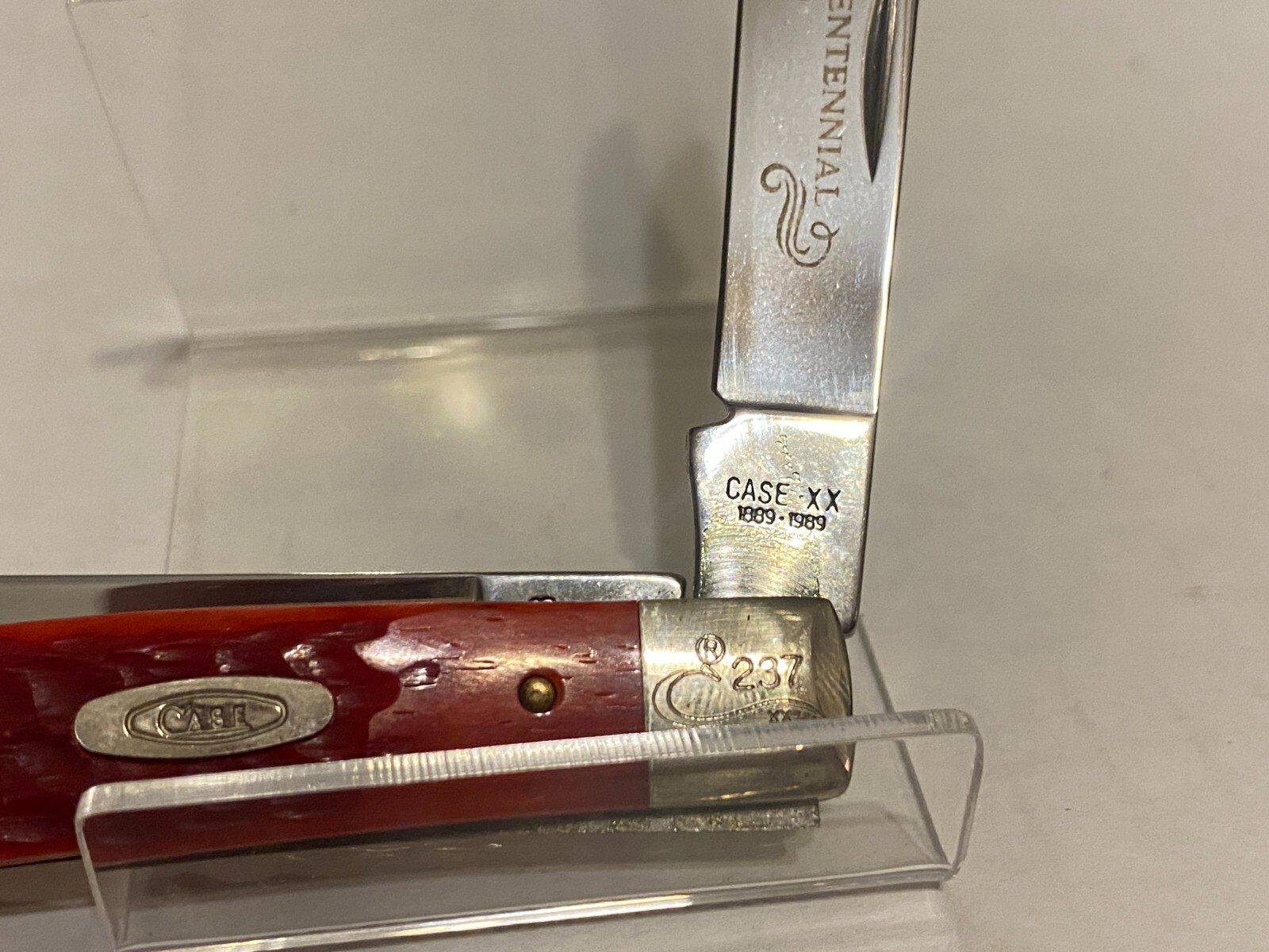 CASE XX 1889-1989 CENTENNIAL MINT SET DARK RED BAREHEAD TRAPPER KNIFE ...
