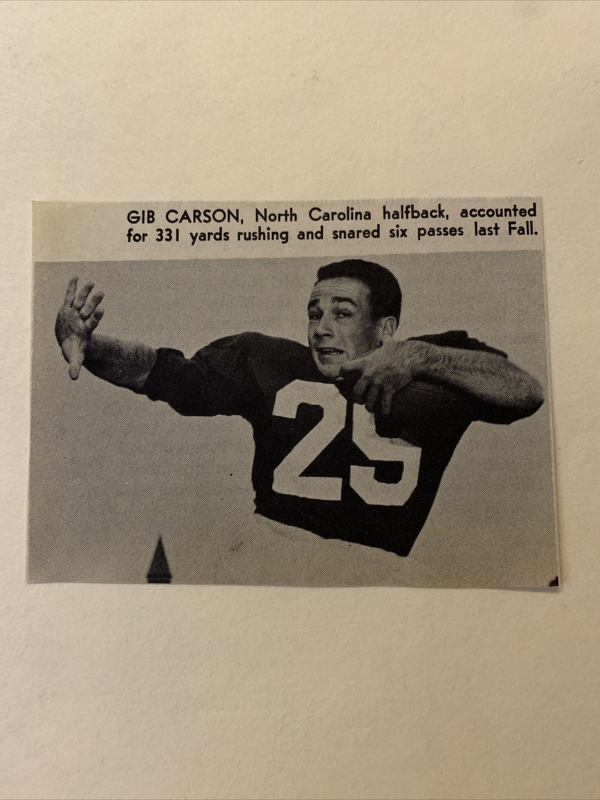 Gib Carson North Carolina Tarheels 1961 S&S Football Pictorial CO Panel ...