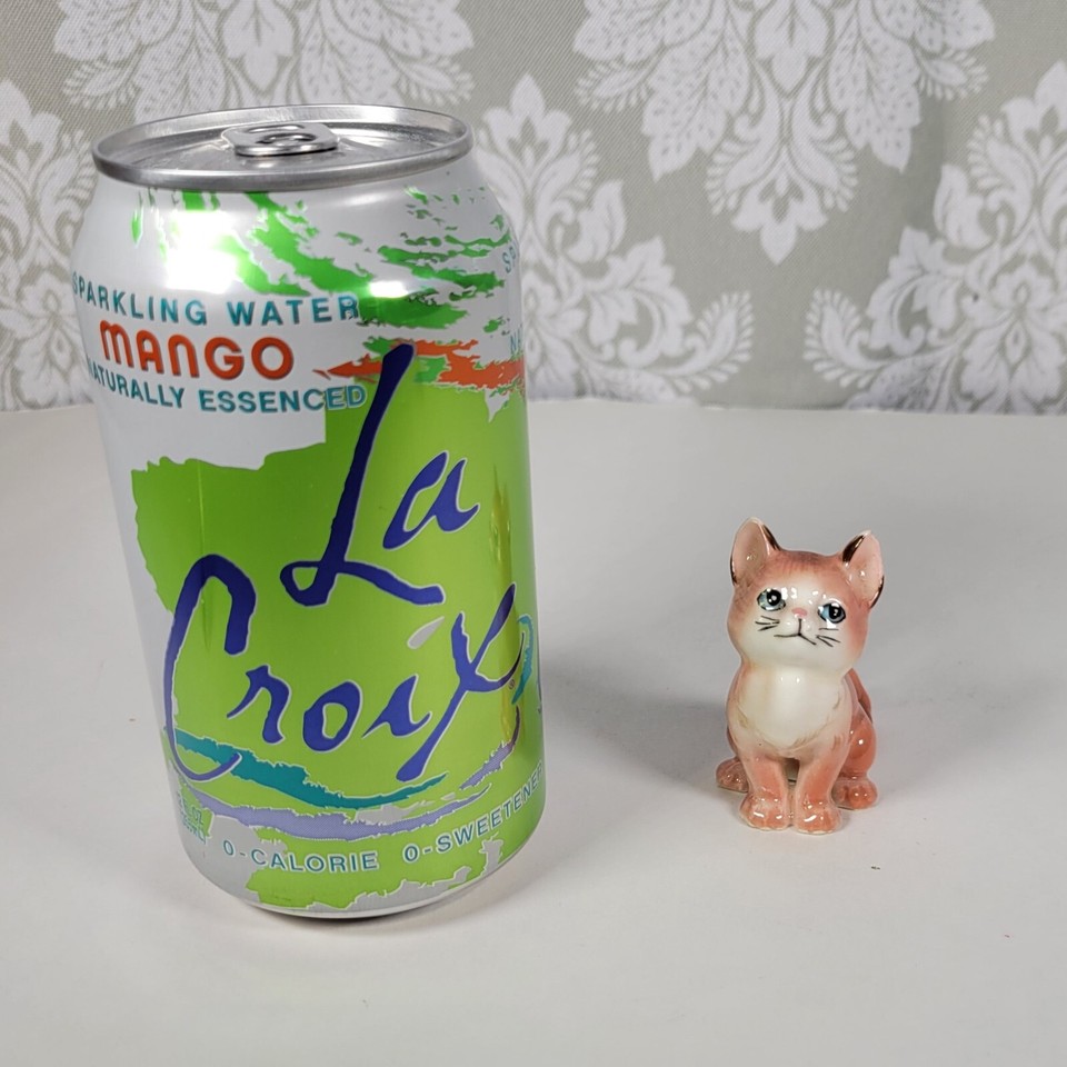 Vintage Ceramic Cat Golden Brown Tiger Tabby Cat Figurine, Grumpy Side ...